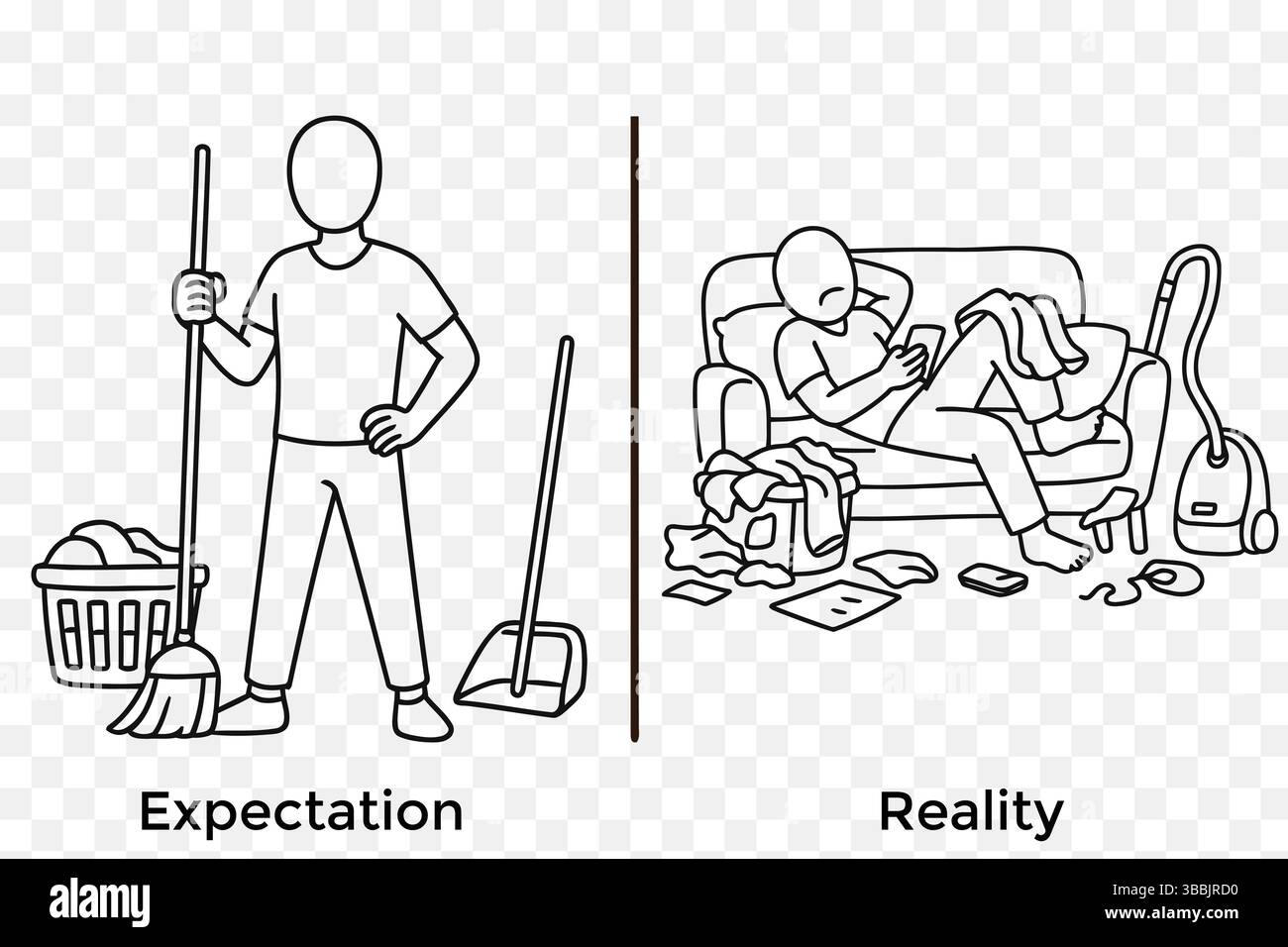 Expectation vs Reality Comic – Minimalist Line Art of Cleaning ...