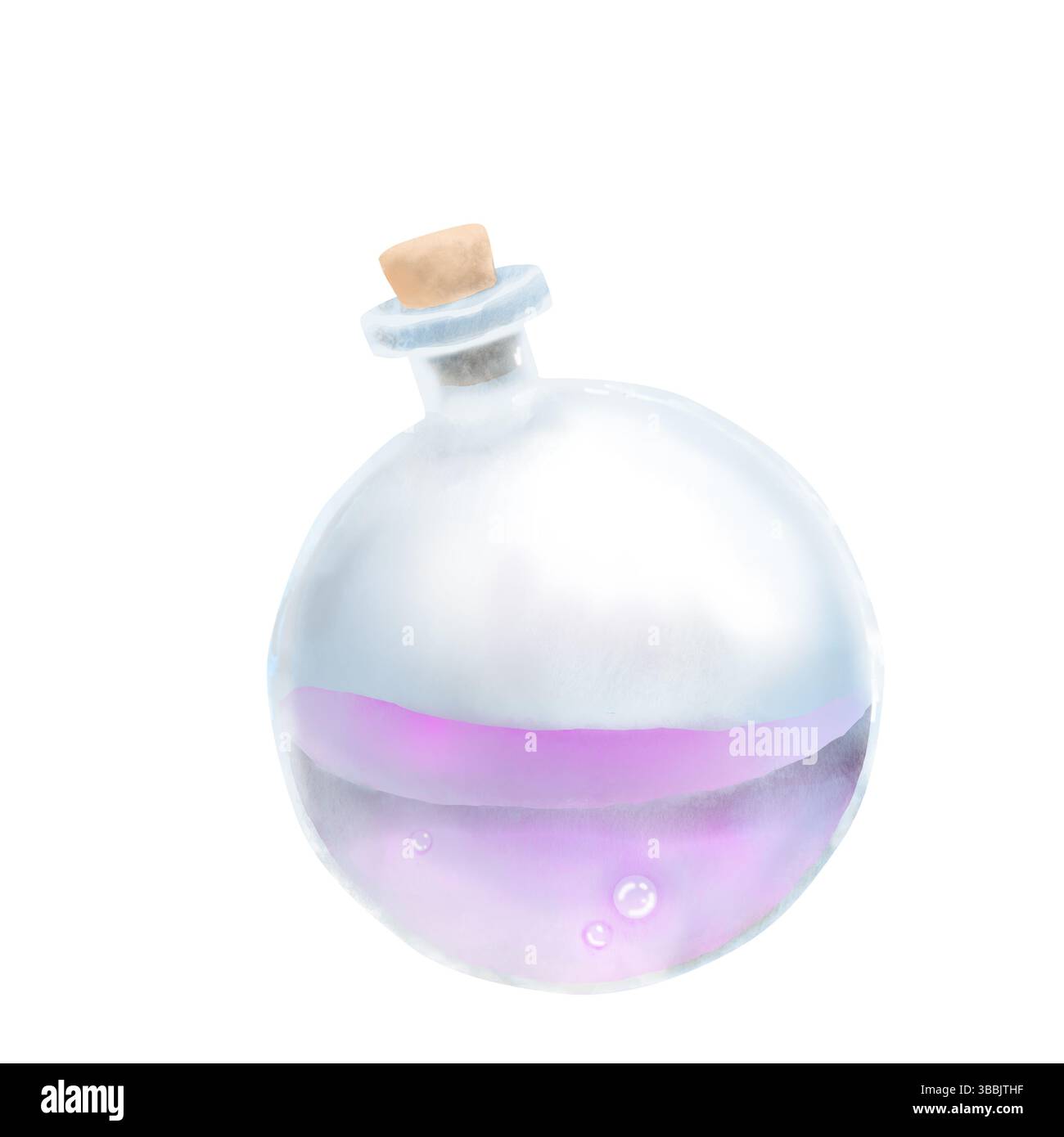 Round glass bottle filled with magical liquid. Watercolor illustration ...