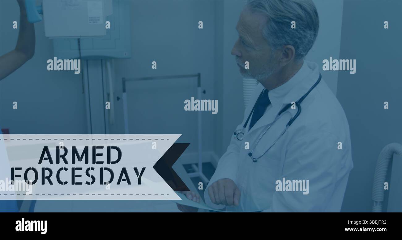 Image of armed forces day over caucasian senior doctor Stock Photo - Alamy