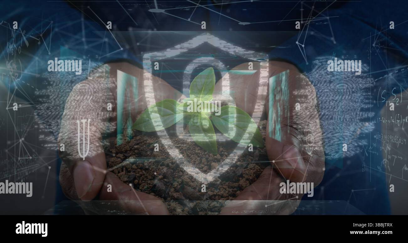 Composition of hooded hacker with covid cell and security breach ...