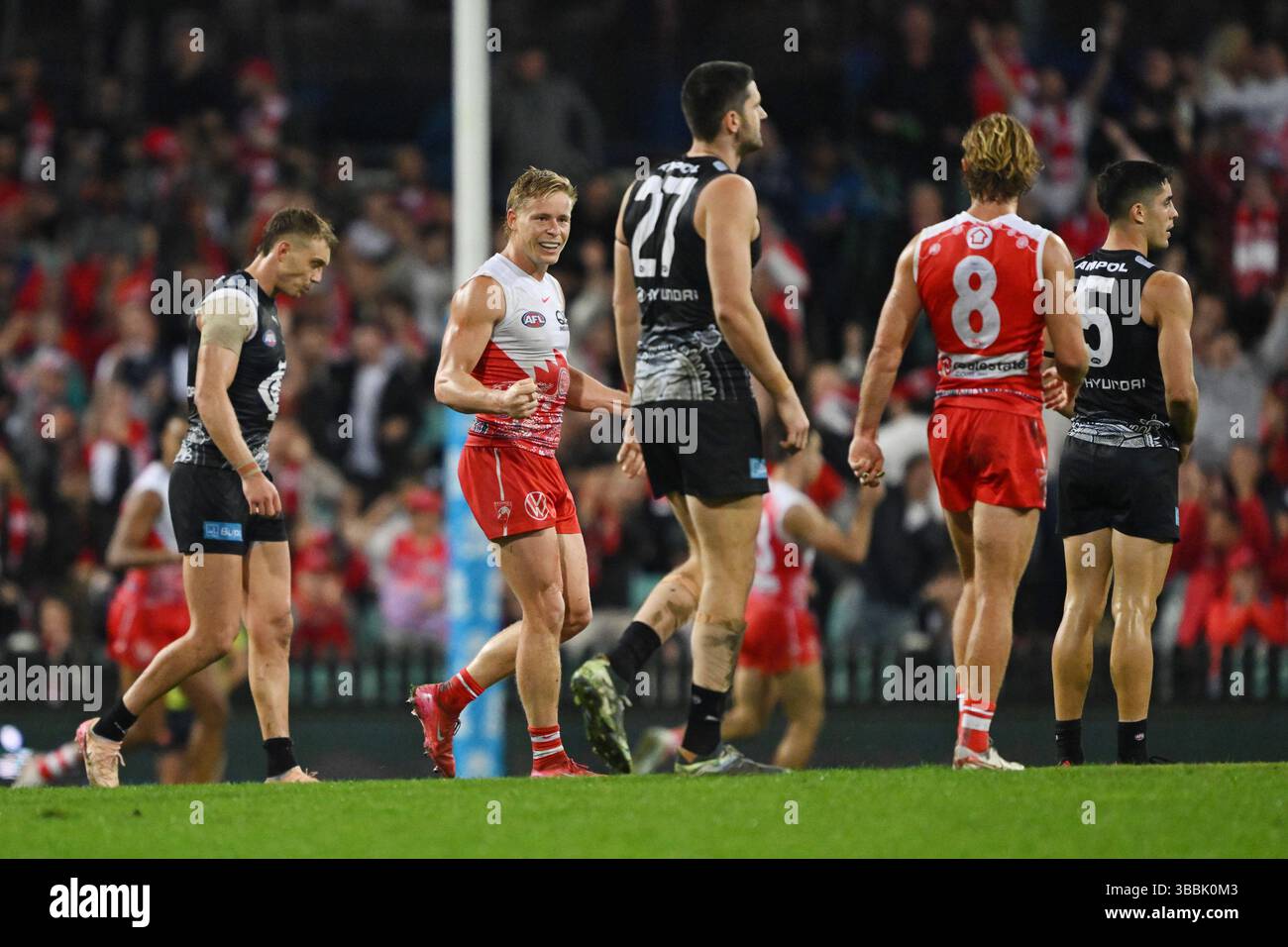 Isaac Heeney of the Swans celebrates during the AFL Round 10 match ...