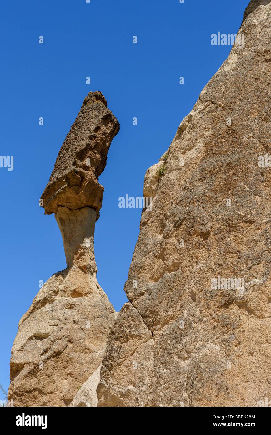 A single mushroom-shaped fairy chimney with a narrow stem and wide cap ...