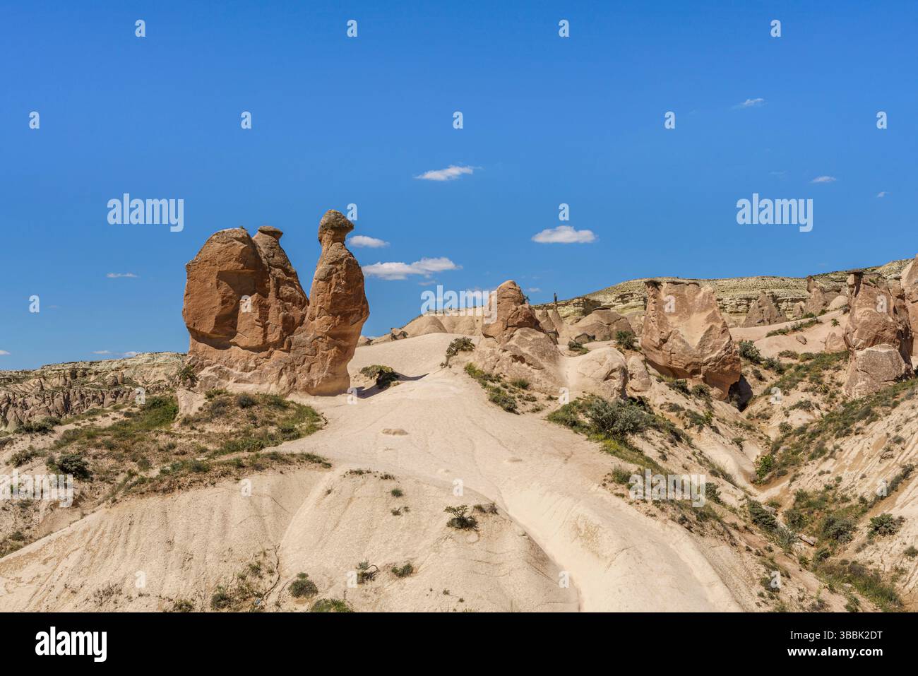 Camel-shaped rock formations and sandy paths wind through Cappadocia ...