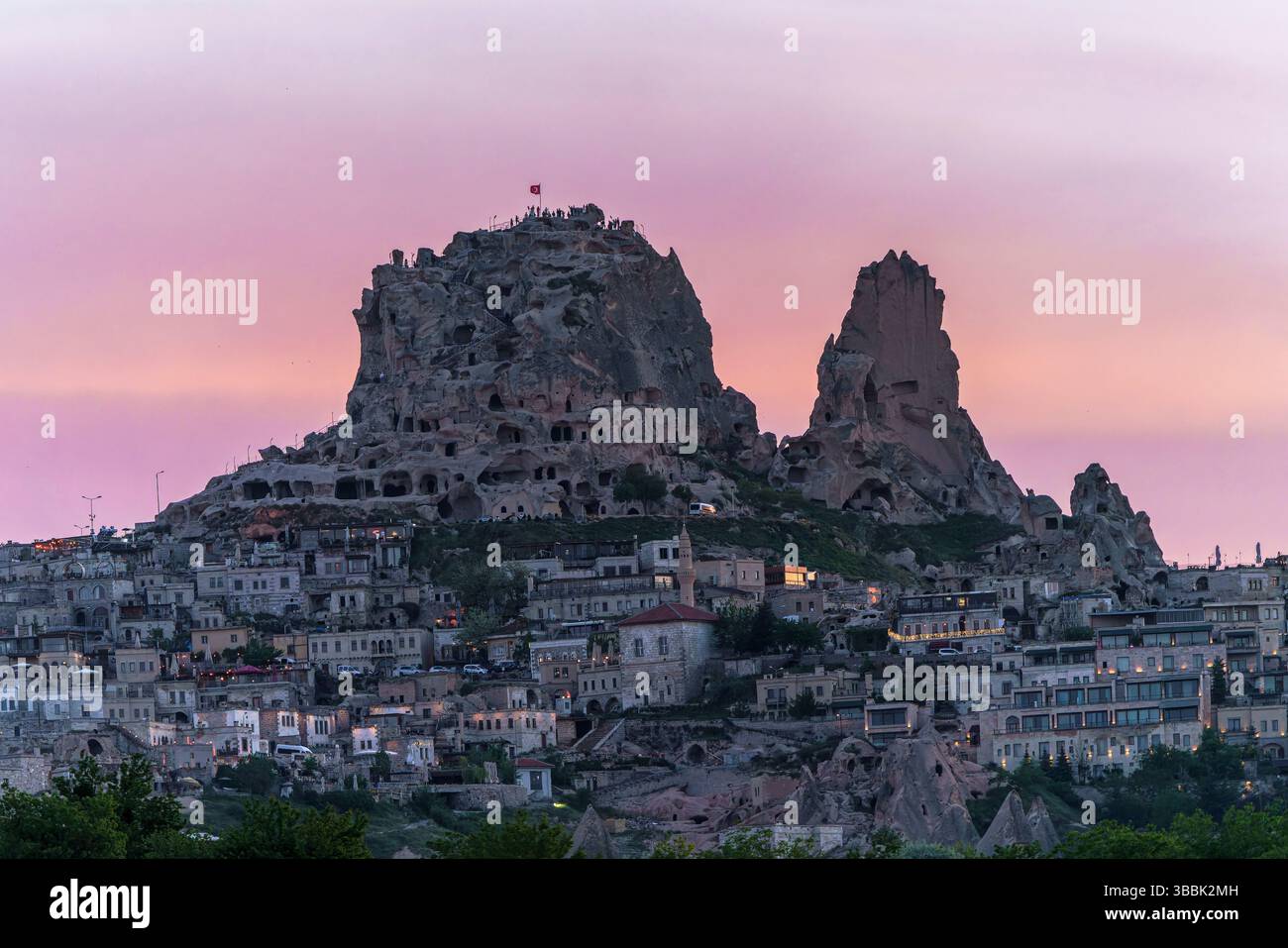 Uchisar Castle and the town below dominate the landscape in Cappadocia ...