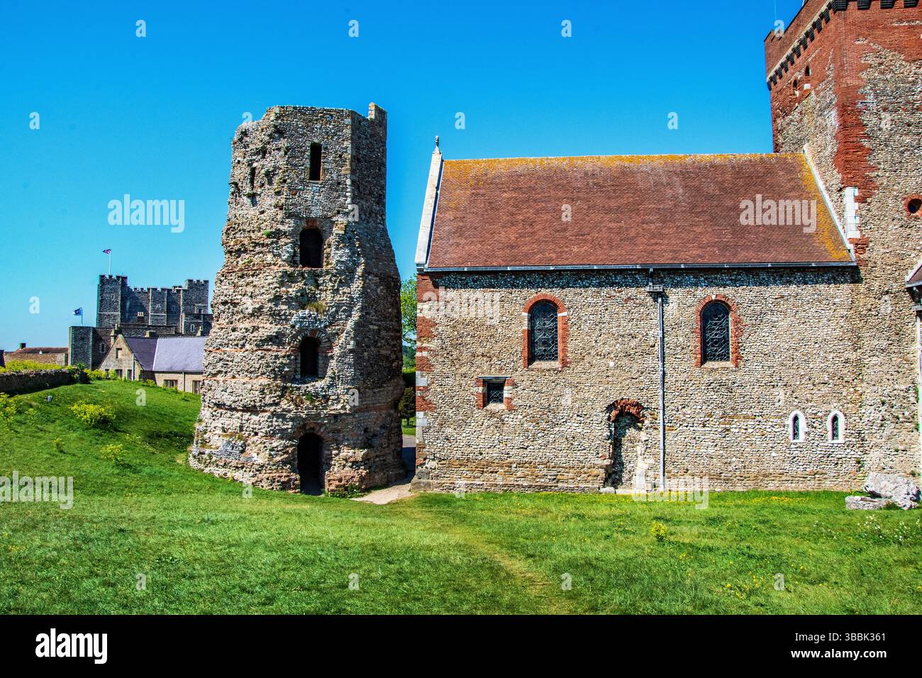 The Roman Lighthouse and St Mary-in-Castro church at Dover Castle ...