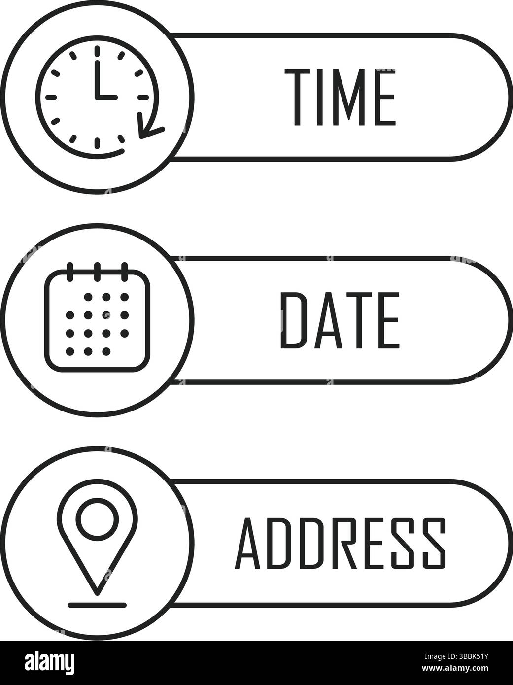 Date Time Location Icon In Flat Style Event Message Vector