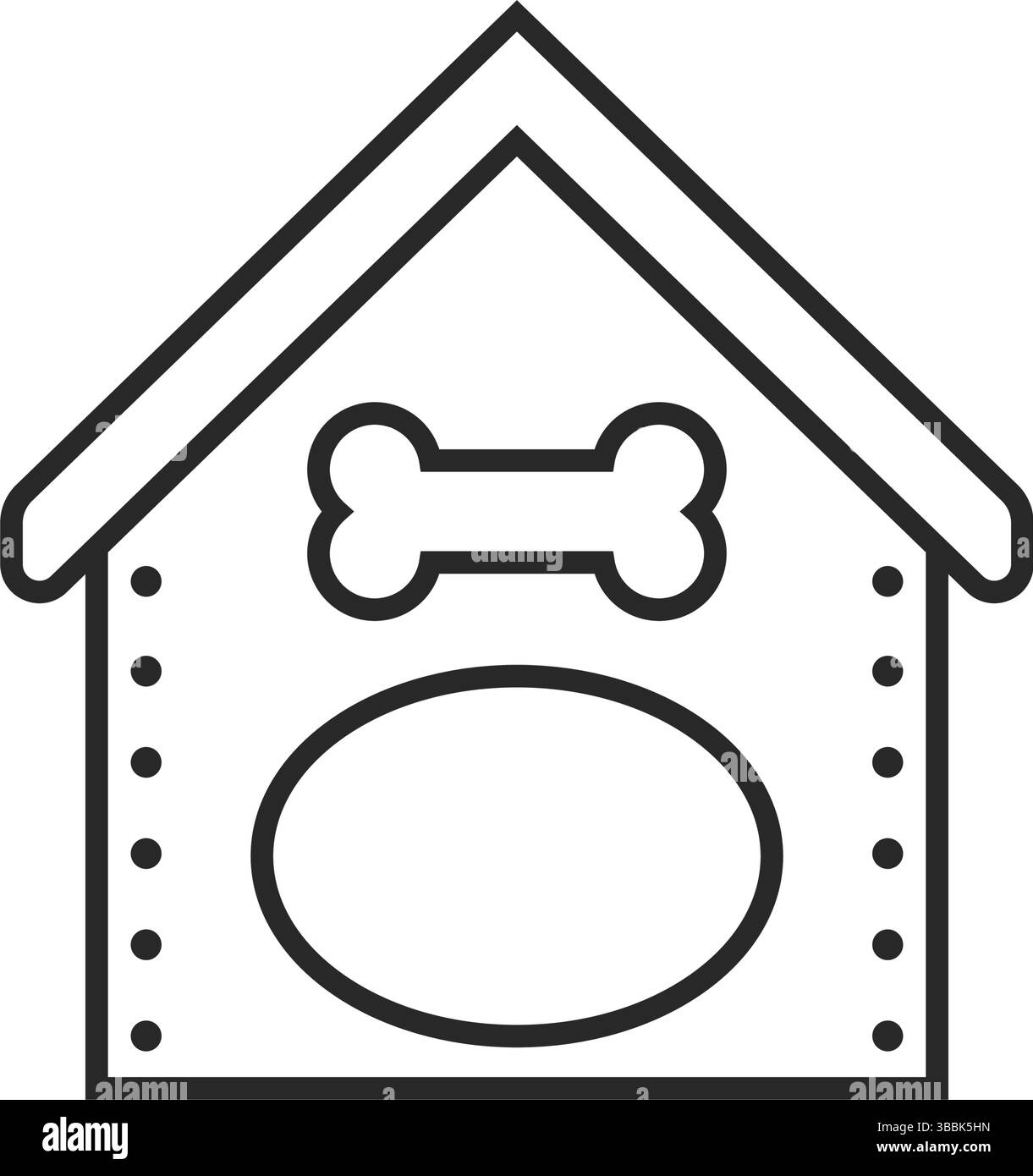 Dog house line icon in flat style. Pet home vector illustration on ...