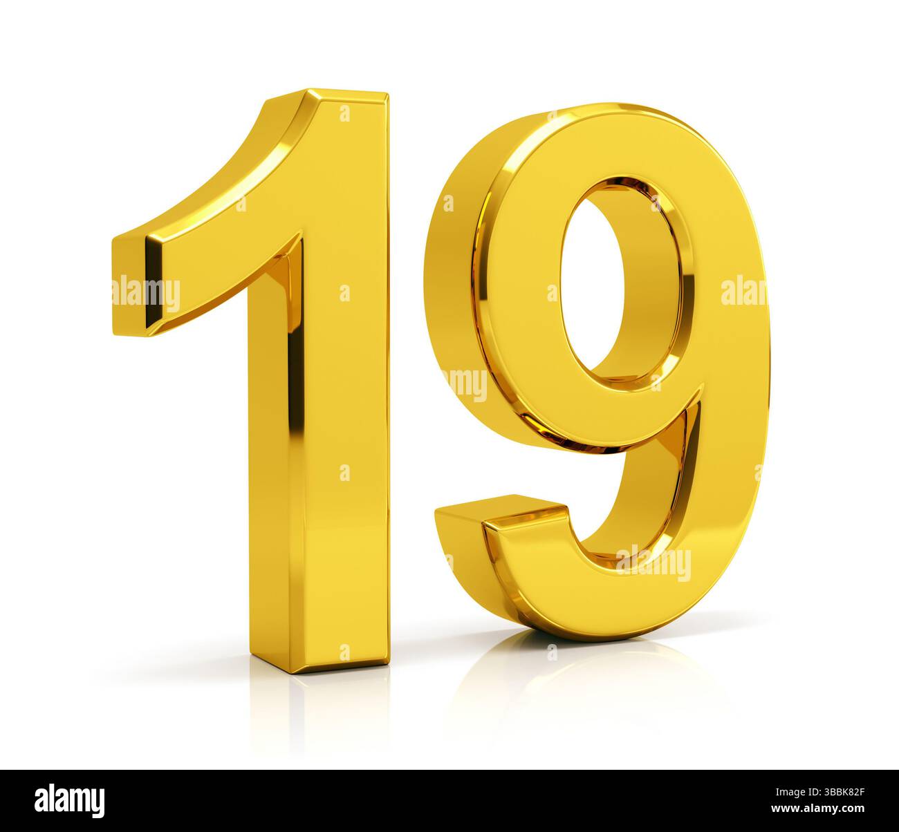 Number 19 isolated on white background Stock Photo - Alamy