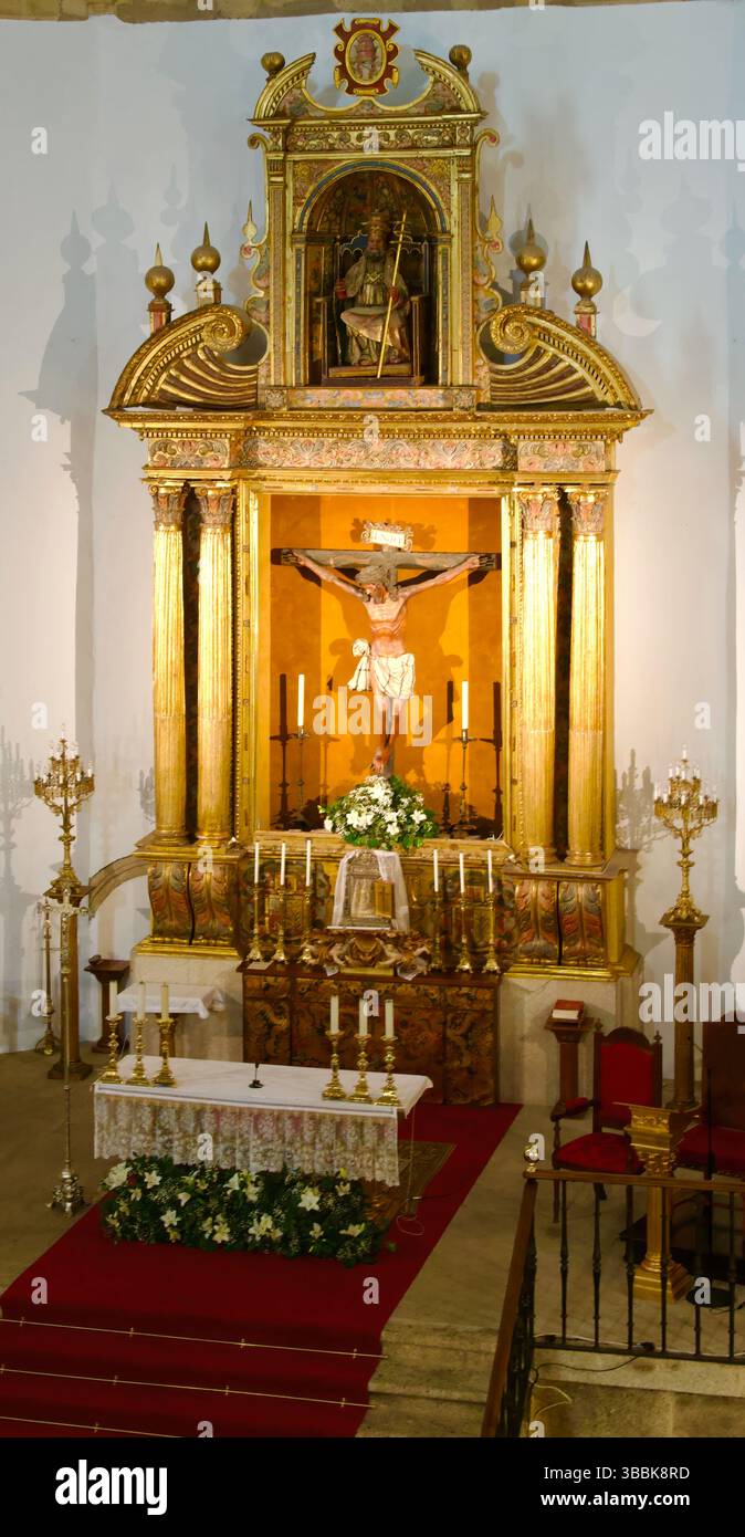 Main altar with Jesus Christ crucified in the Roman catholic iglesia de ...