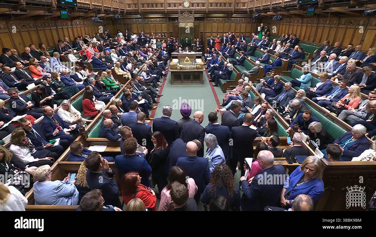 Screen grab of MPs in the chamber during the debate on Terminally Ill ...