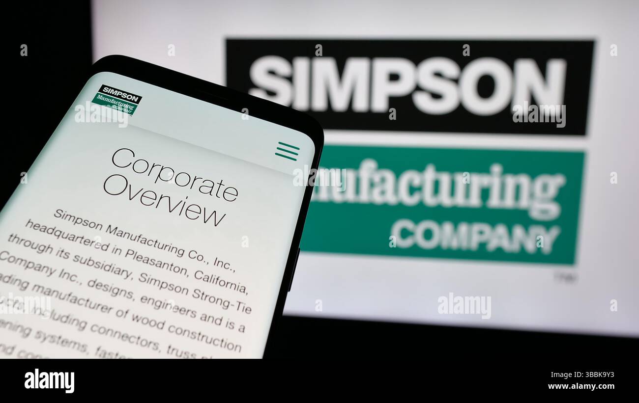 Stuttgart, Germany - 01-08-2024: Smartphone with website of US company ...