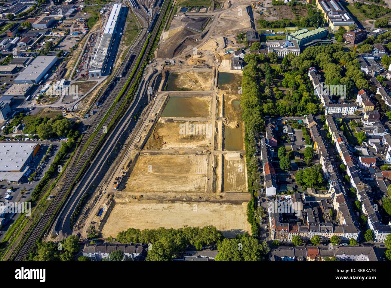 Luftbild, Baugebiet Karlsquartier, oben Baustelle an der Ravensberger ...