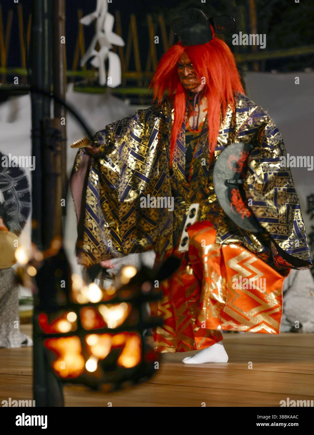 A traditional outdoor Noh play is performed at Kofuku-ji temple in the ...