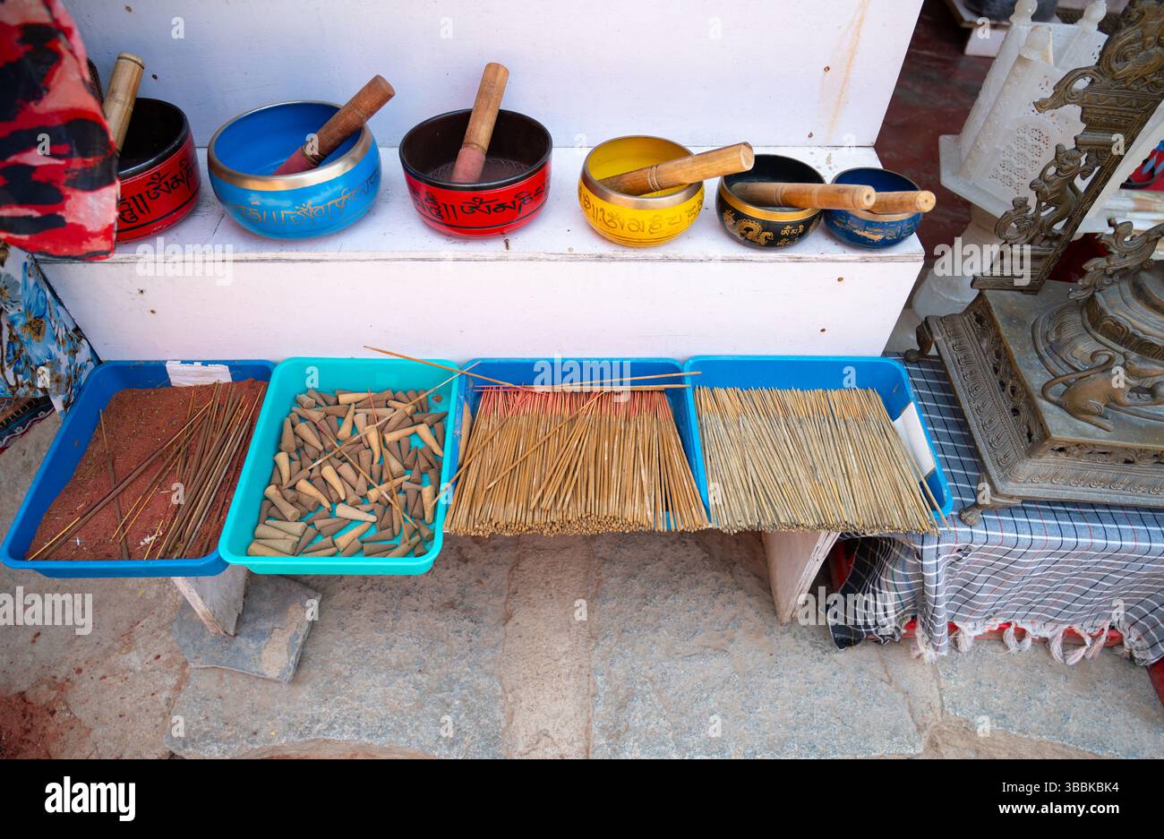 Colorful incense sticks on a market stall in India, agarbatti used for ...