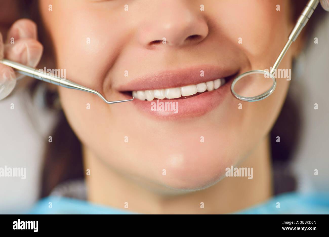 Close-Up Of Female Patient Mouth During Dental Checkup Stock Photo - Alamy