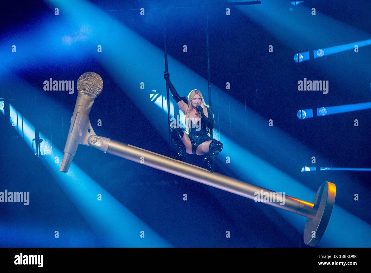 Basel, Switzerland. 15th May, 2025. Erika Vikman from Finland performs "Ich komme" in the second ...