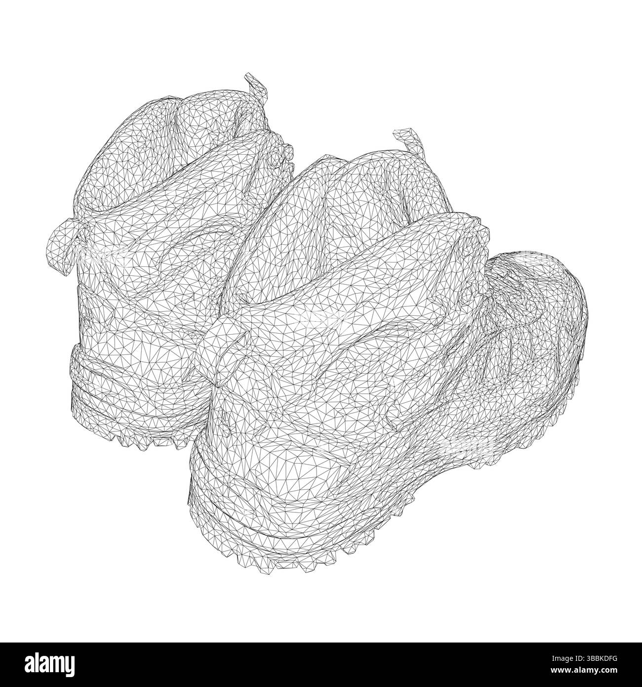 Two shoes are shown in a black and white drawing. The shoes are made of ...