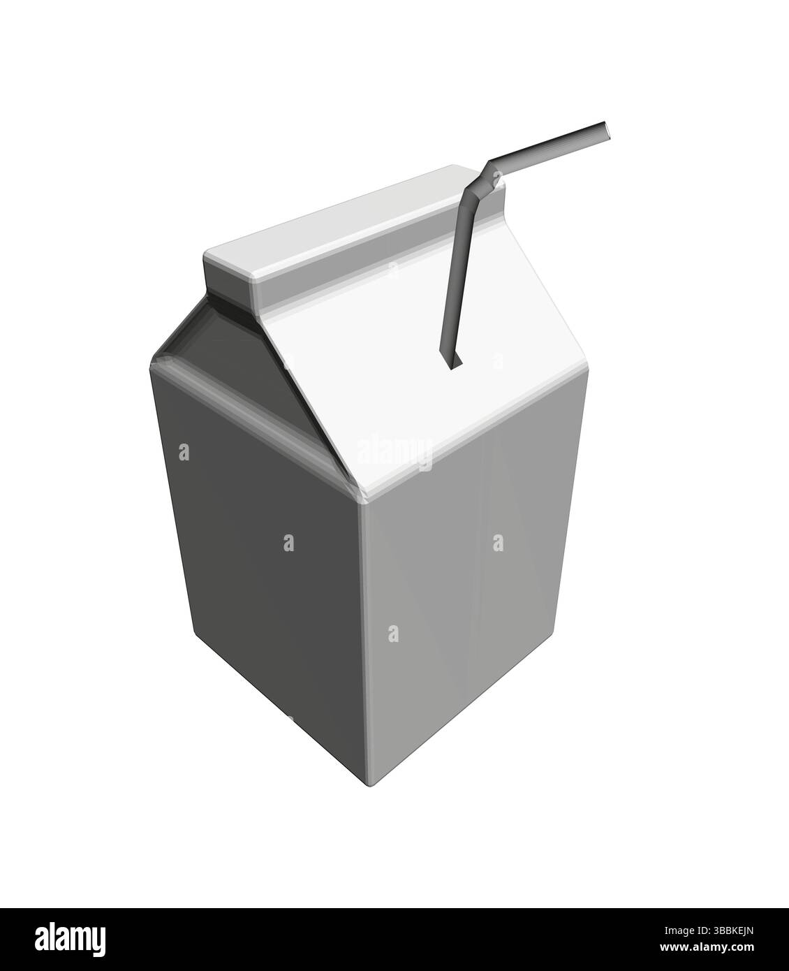 A white carton of milk with a straw in it. The carton is empty Stock ...