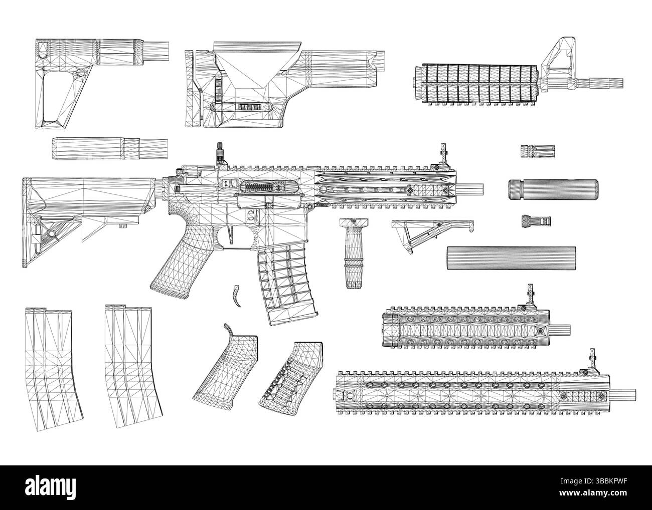 The image is a detailed drawing of a gun, with various parts labeled ...