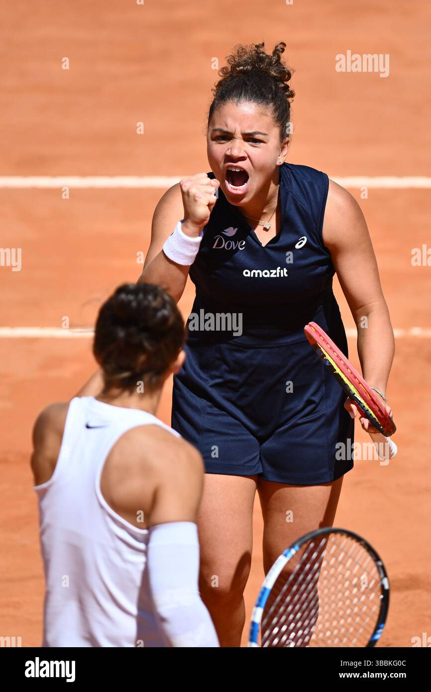Sara Errani (ITA) and Jasmine Paolini (ITA) in action against Diana ...