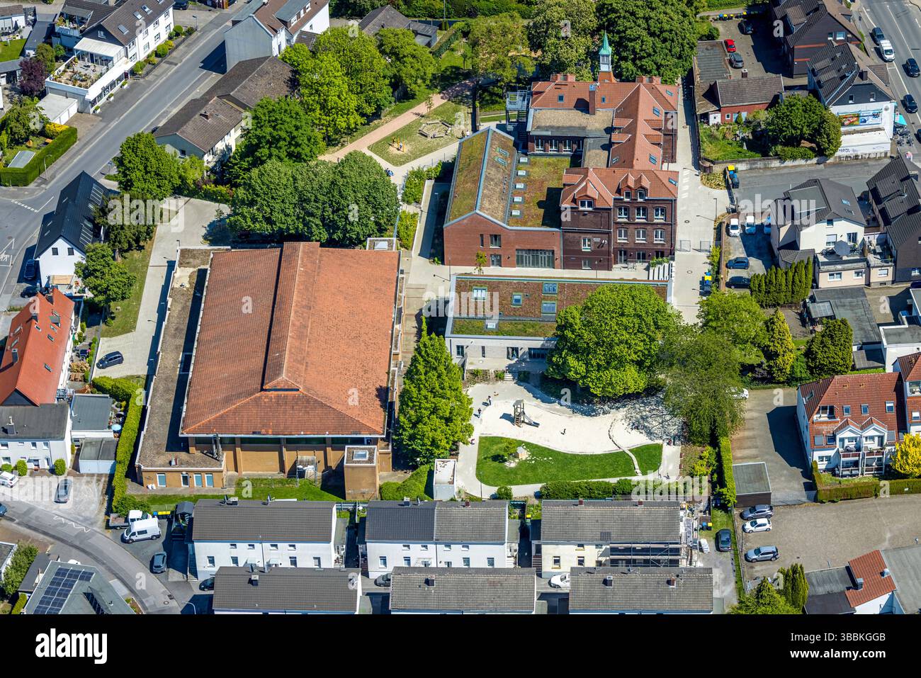 Luftbild, Schillerschule, Unna, Stadtteil Massen , Ruhrgebiet ...