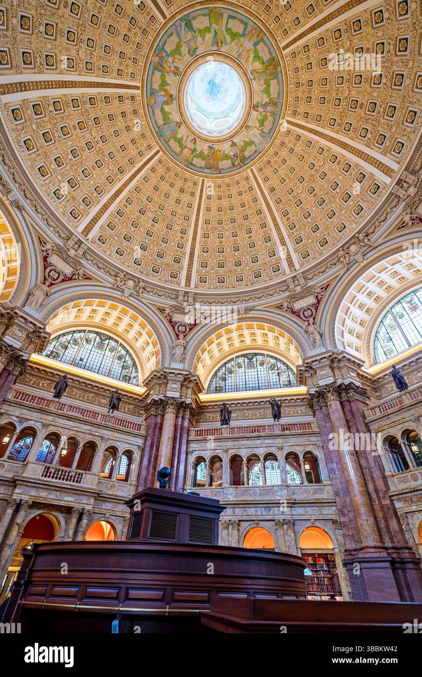 WASHINGTON DC, United States — The ornately decorated domed ceiling of ...