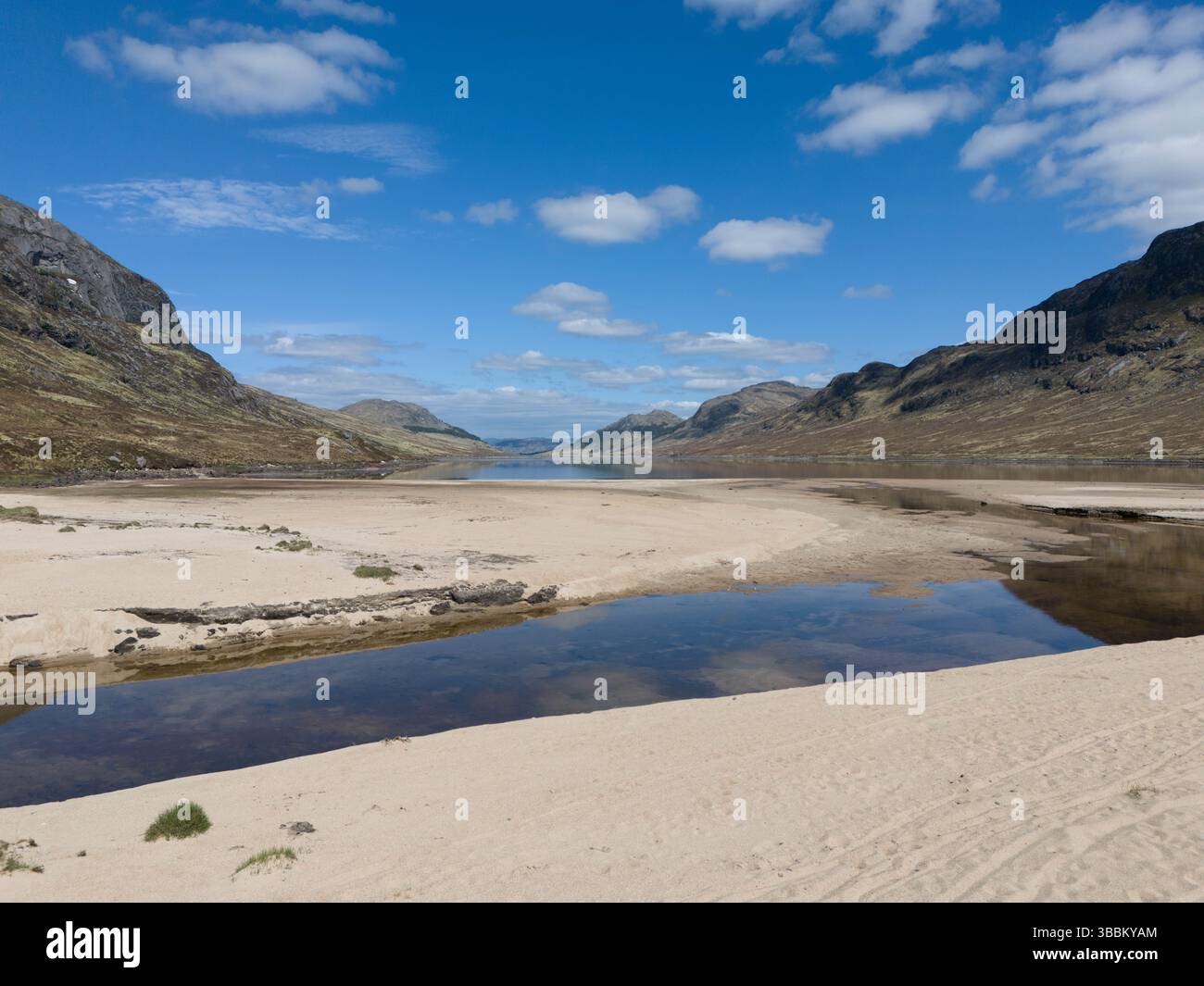 Low water level in Loch Earba in the scottish highlands, site of future ...