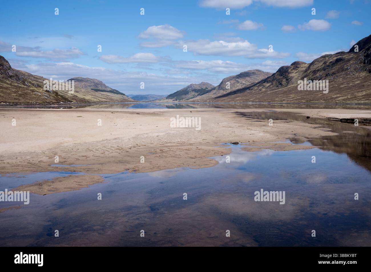 Low water level in Loch Earba in the scottish highlands, site of future ...