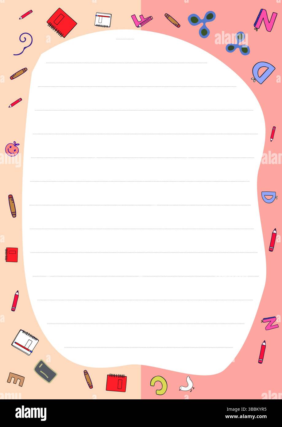 Cute Stationery Design featuring Lined Paper and School Supplies for ...