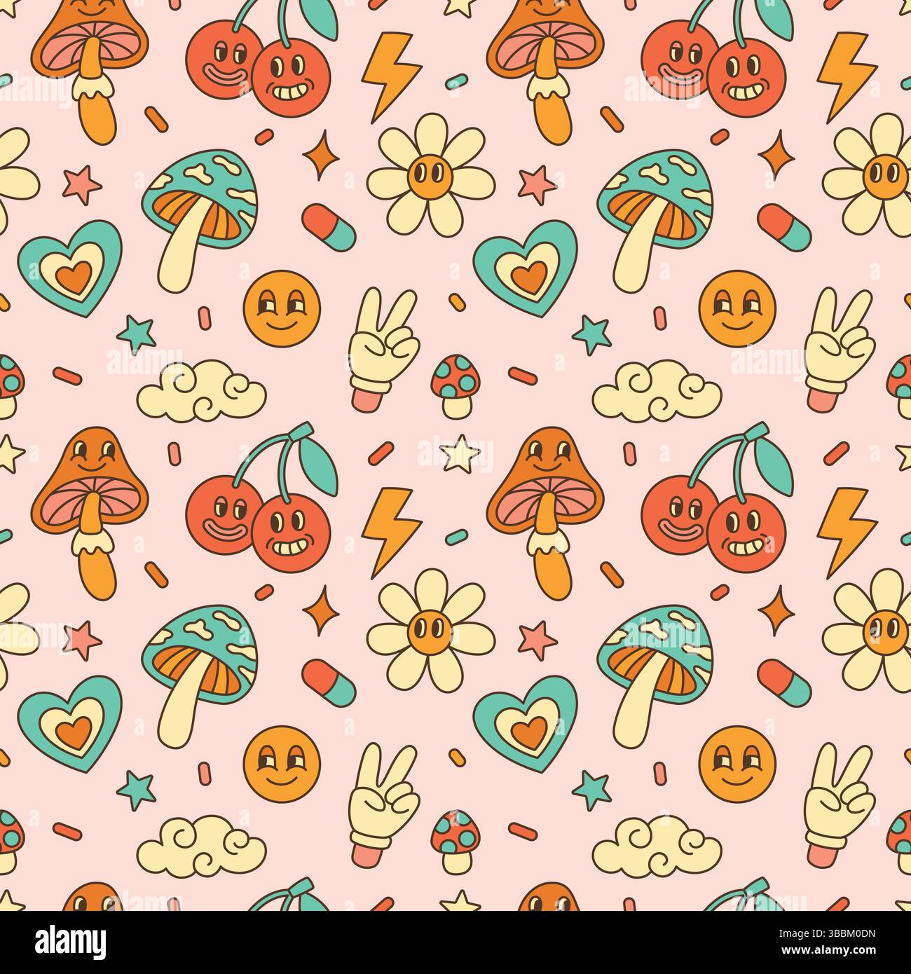 Groovy heart star retro Stock Vector Images - Alamy