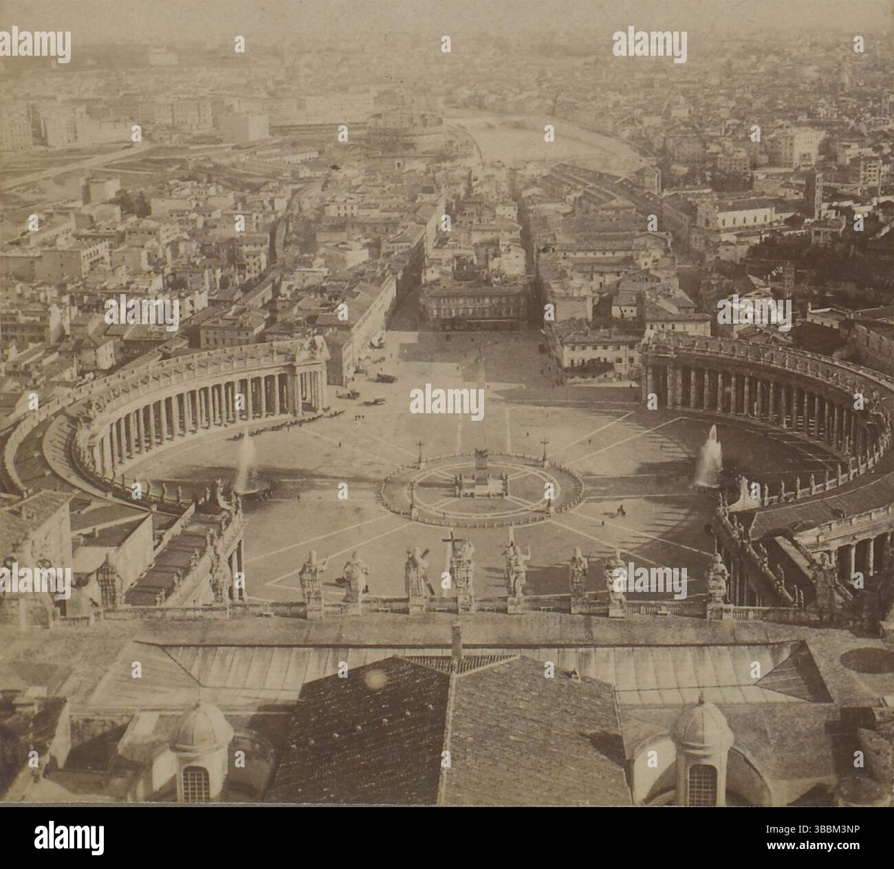 view or Rome cityscape from top of St. Peter's church, with spina di ...