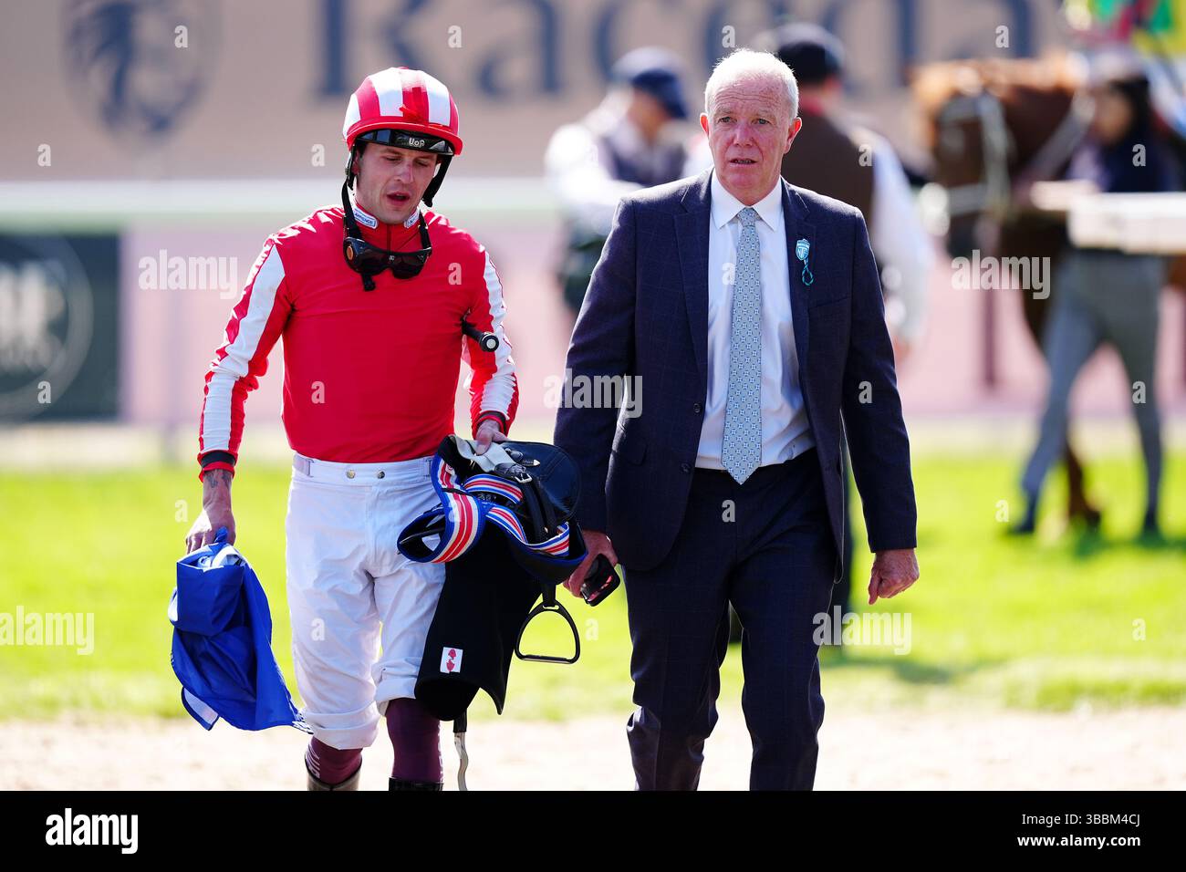 Jockey Clifford Lee (left) and trainer Karl Burke on day three of the ...