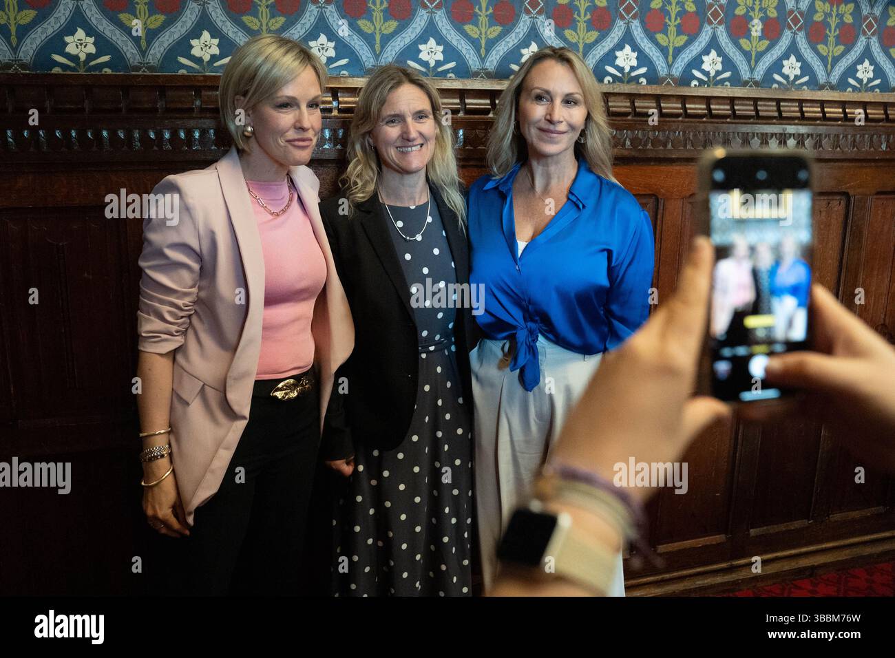 Kim Leadbeater (centre) in the Houses of Parliament in London with ...