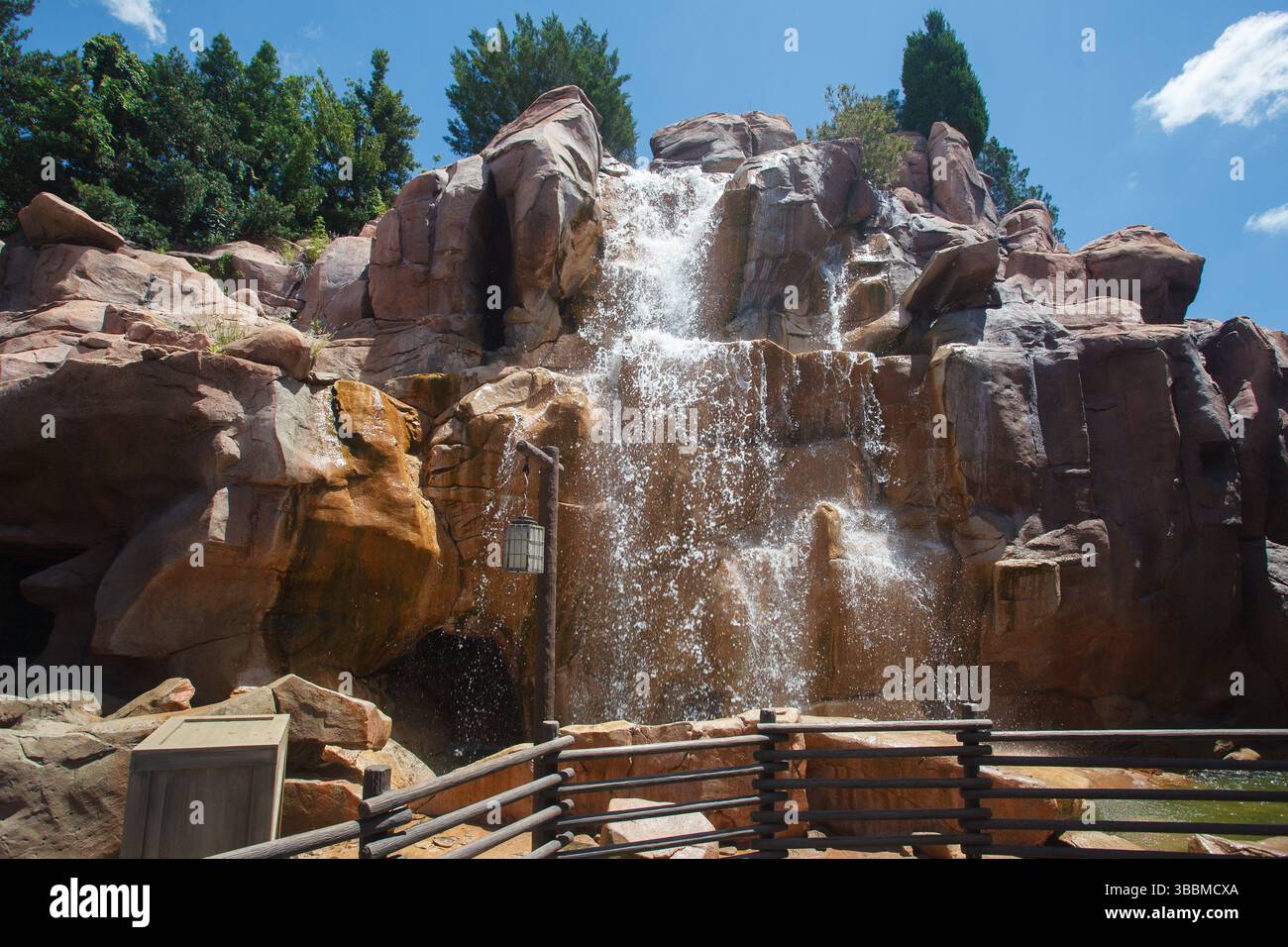 The Mountain and waterfall at Canada pavillon at Epcot amusement park ...