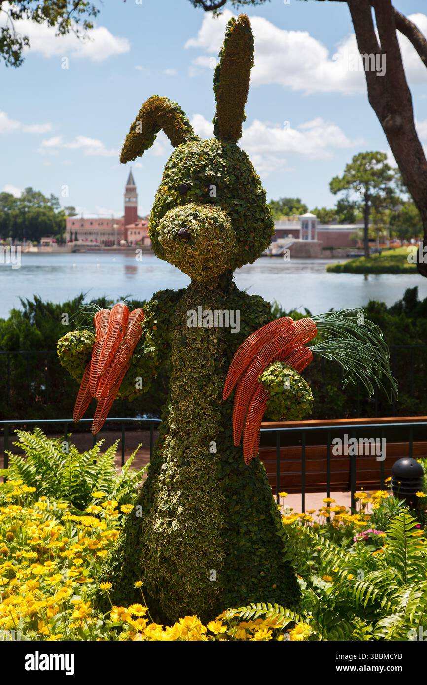 The Kangaroo topiary and the World Showcase lake, the Italy and Germany ...
