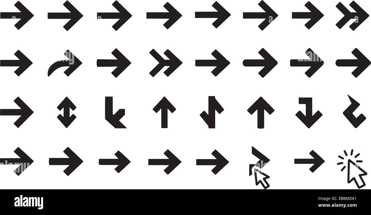 Arrow Icon Set Sleek Black Arrows & Cursor Signs for Precision Design Stock Vector Image & Art ...