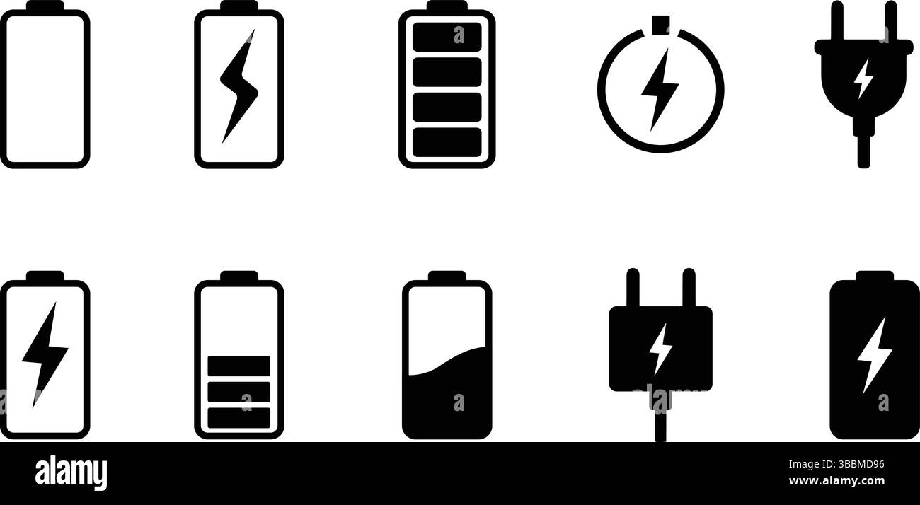 Battery Indicator Set Charging Levels from Empty to Maximum Stock ...