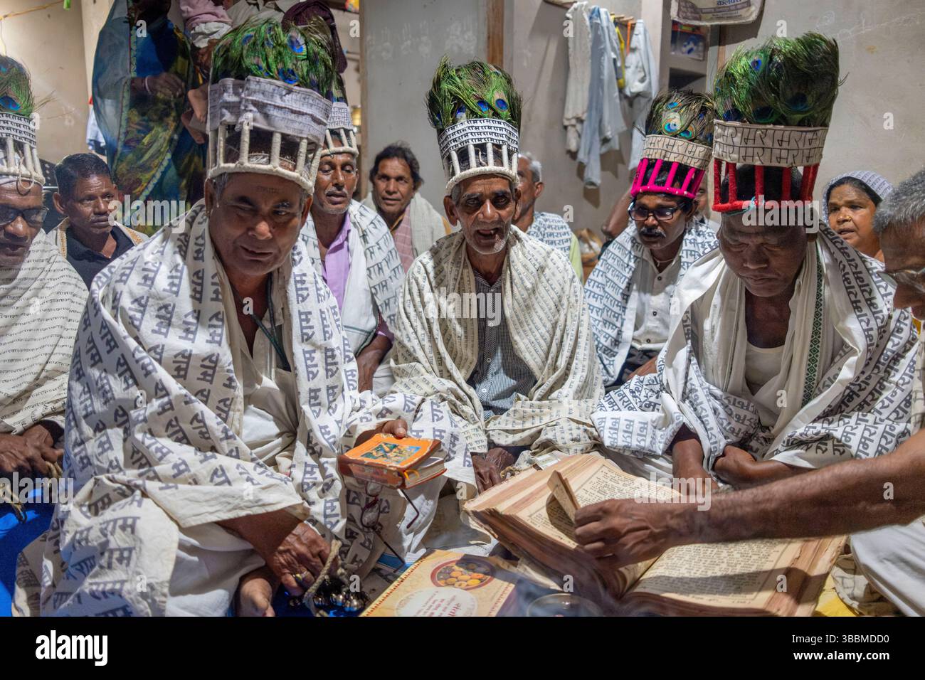 With Ram tattoos and printed on shawls, and wearing peacock feather ...