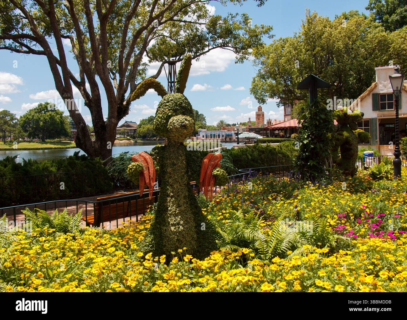 The Kangaroo topiary and the World Showcase lake, the Italy and Germany ...