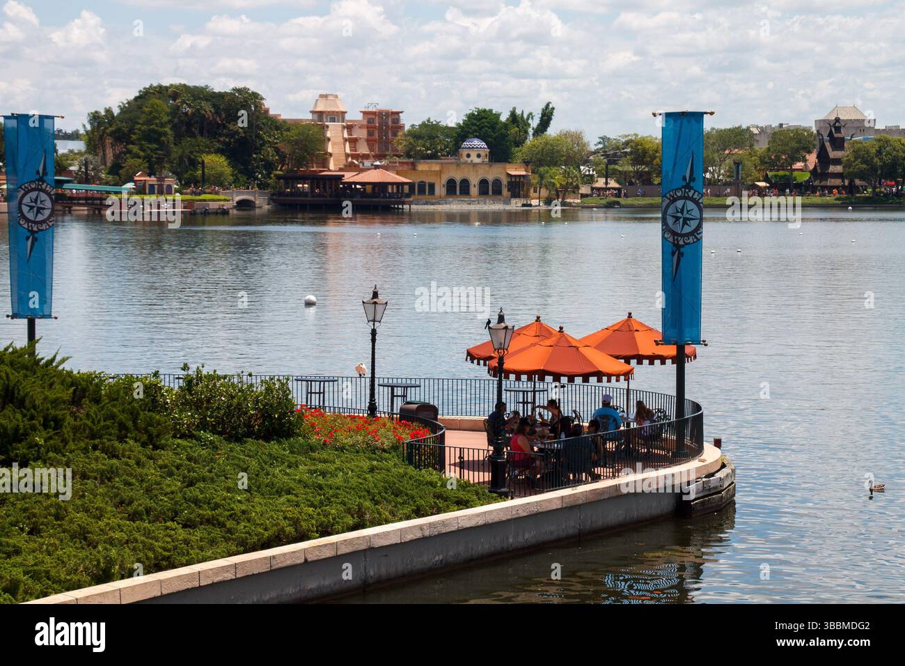 The World Showcase lake, at Epcot amusement park, Disney World, Orlando ...