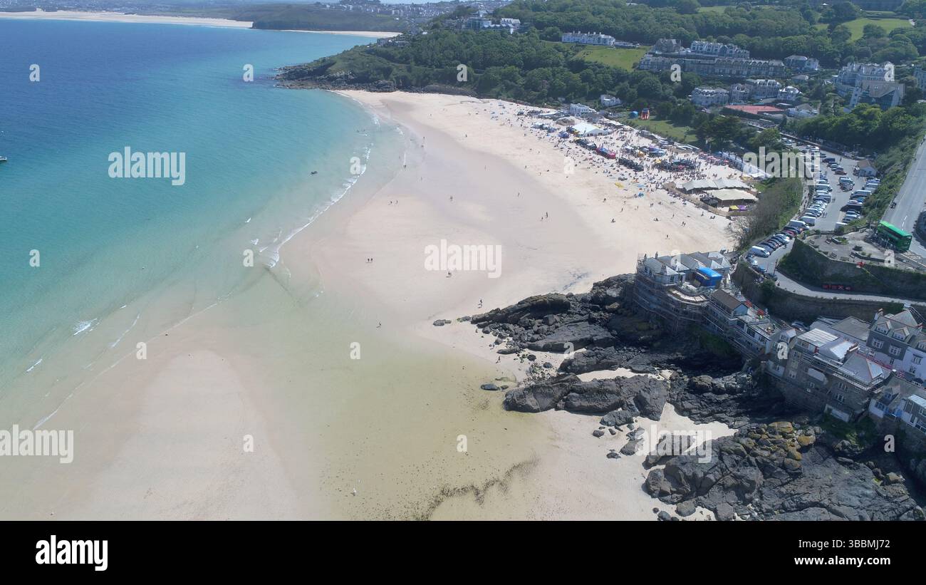 Aerial view of Porthminster beach, St Ives Cornwall Stock Photo - Alamy