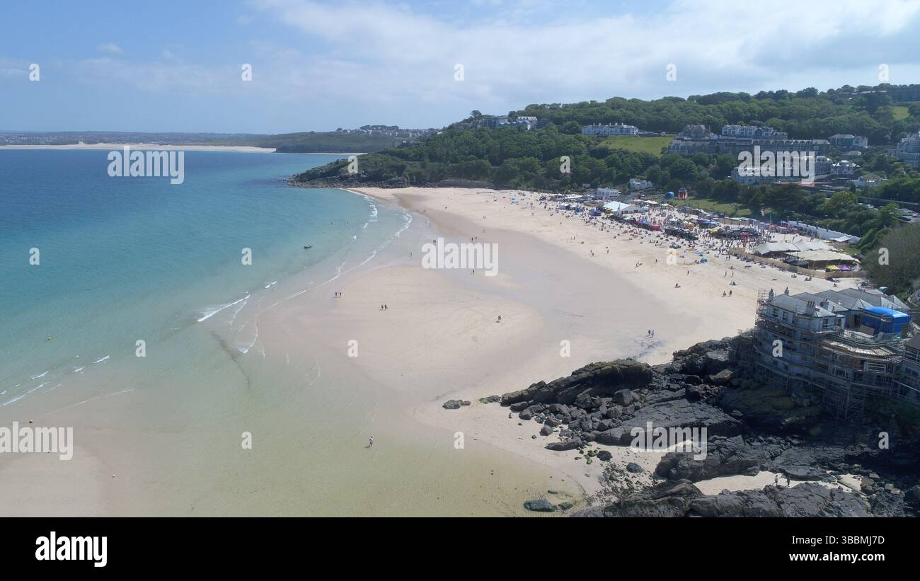 Aerial view of Porthminster beach, St Ives Cornwall Stock Photo - Alamy