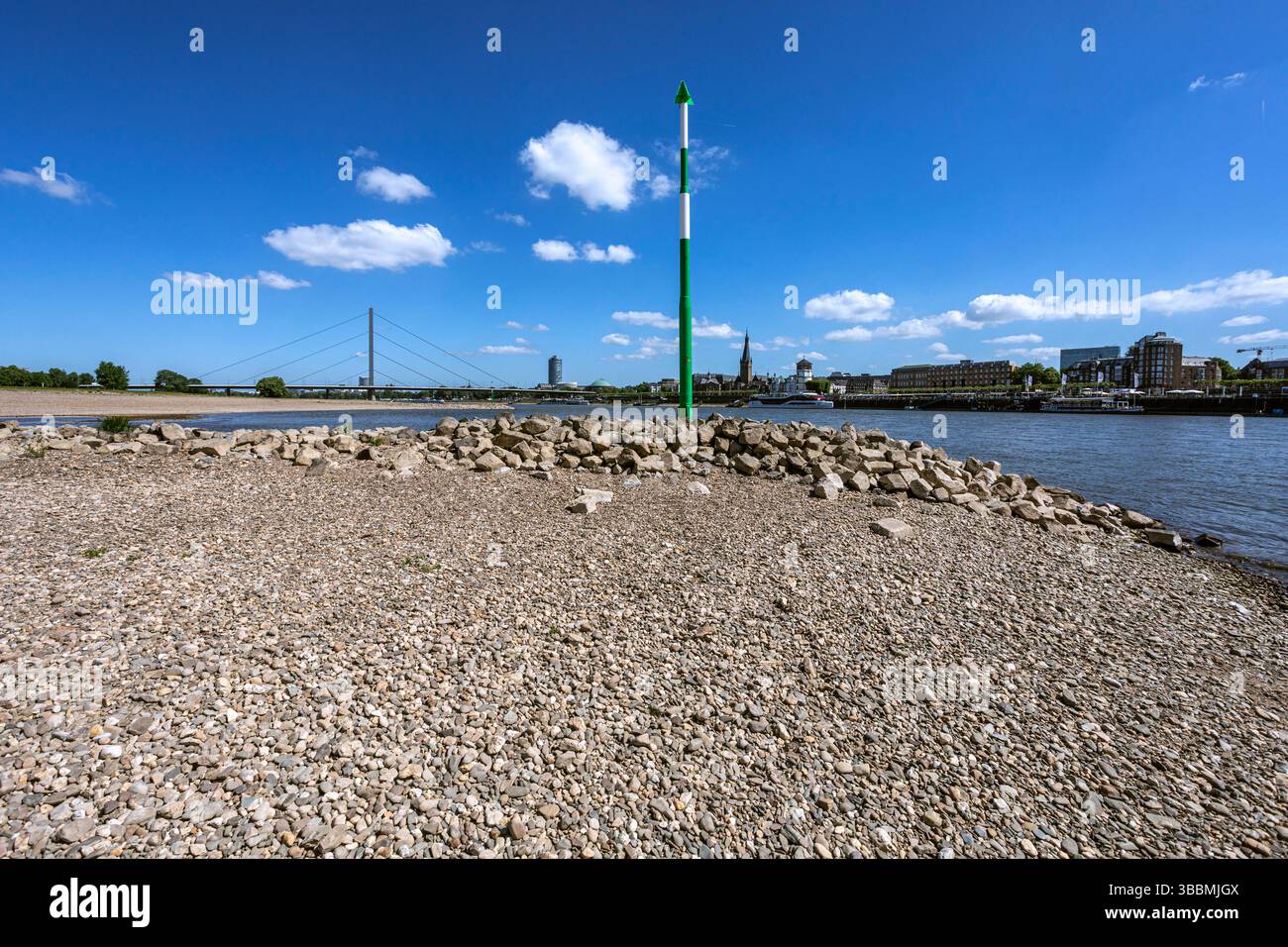 Rhine has low water due to long-lasting drought, inland navigation sign ...