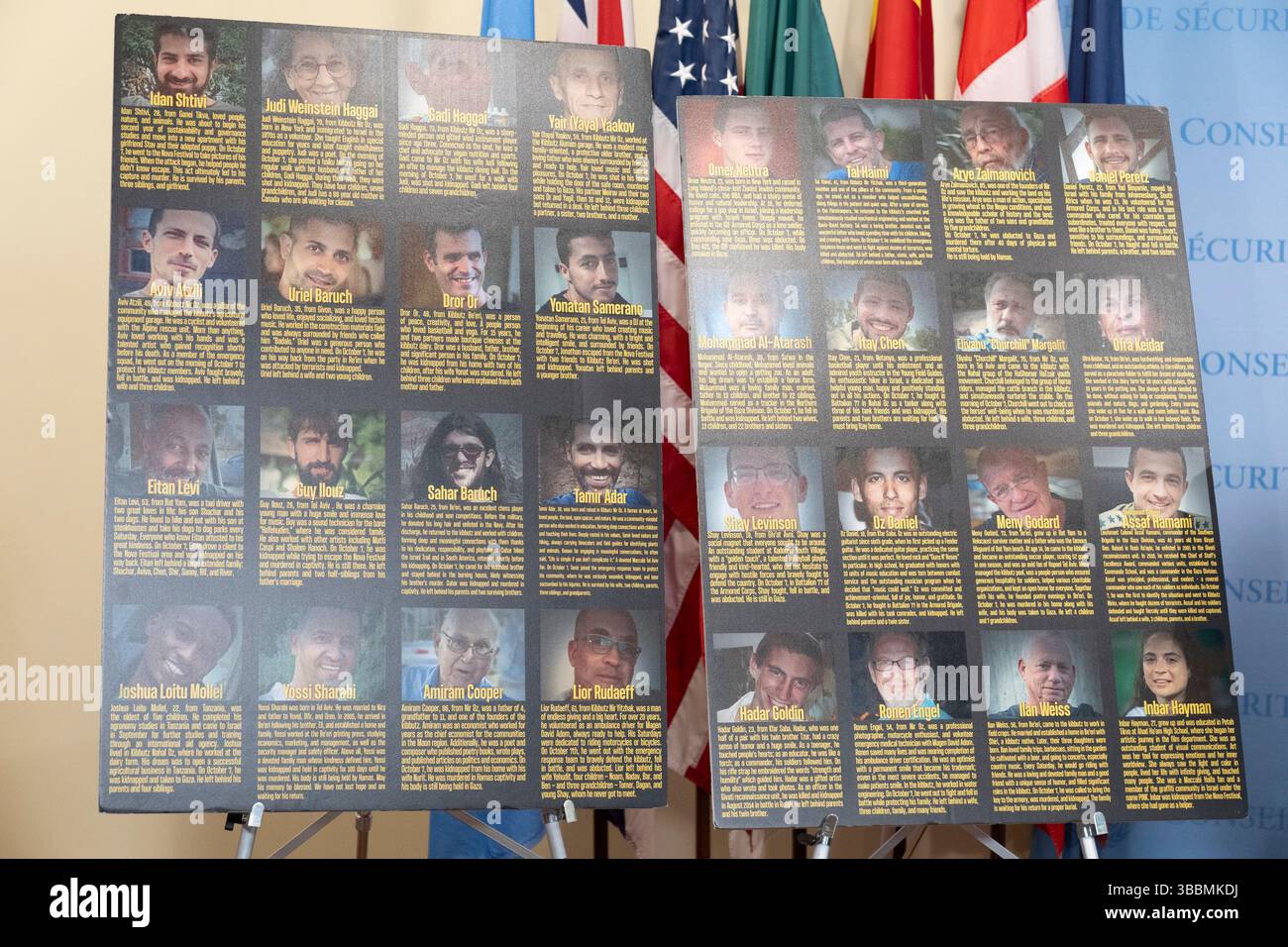 New York, New York, USA. 15th May, 2025. Posters with photos of killed ...