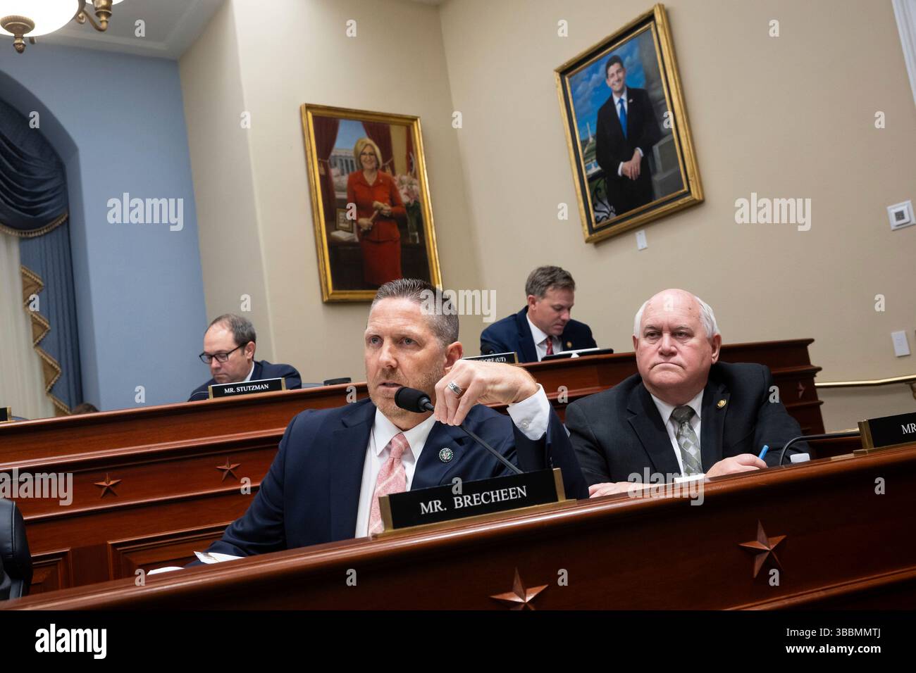 Rep. Josh Brecheen (R-Okla.) speaks alongside other lawmakers during a ...