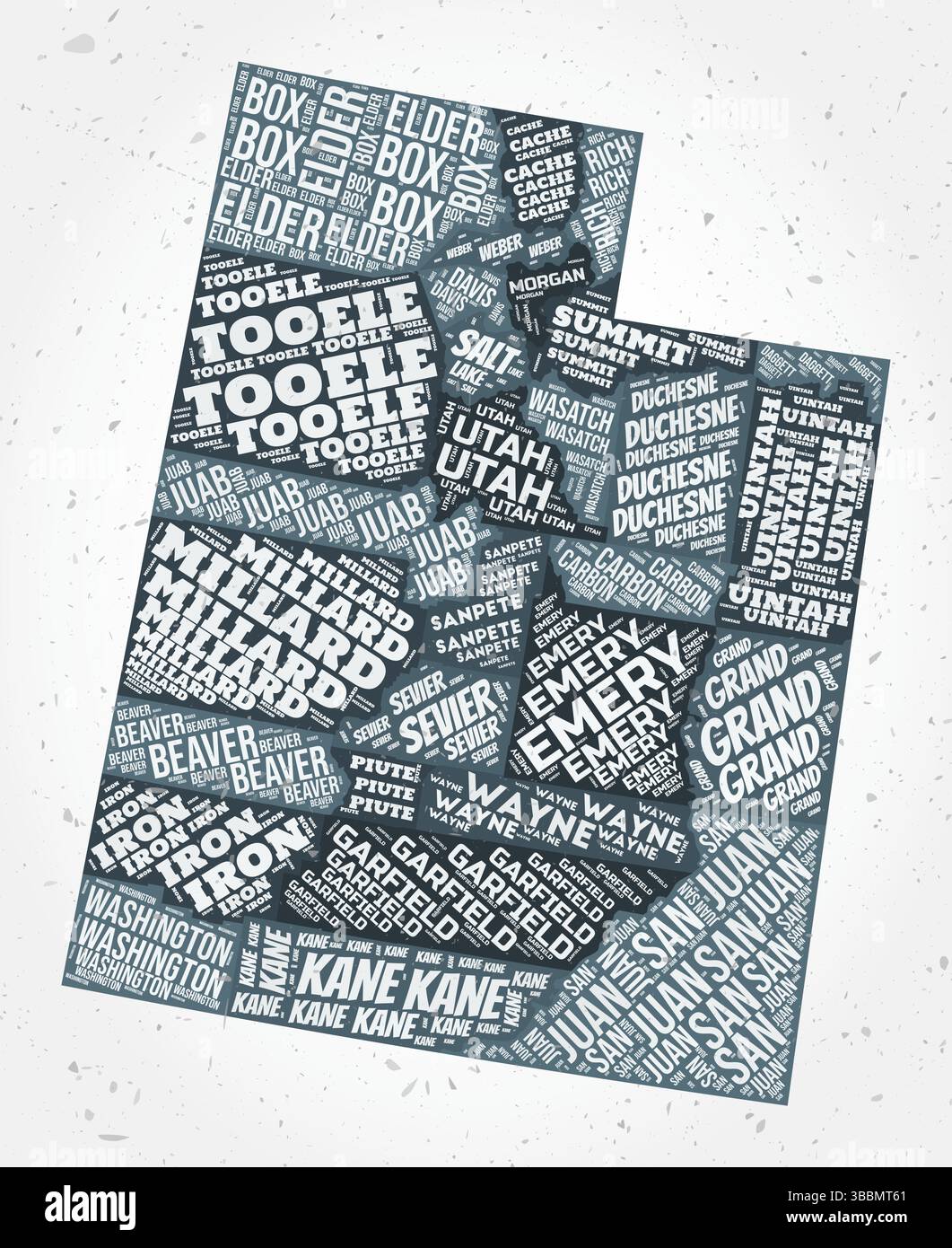 Utah counties word clouds. State shape on textured background. Utah ...