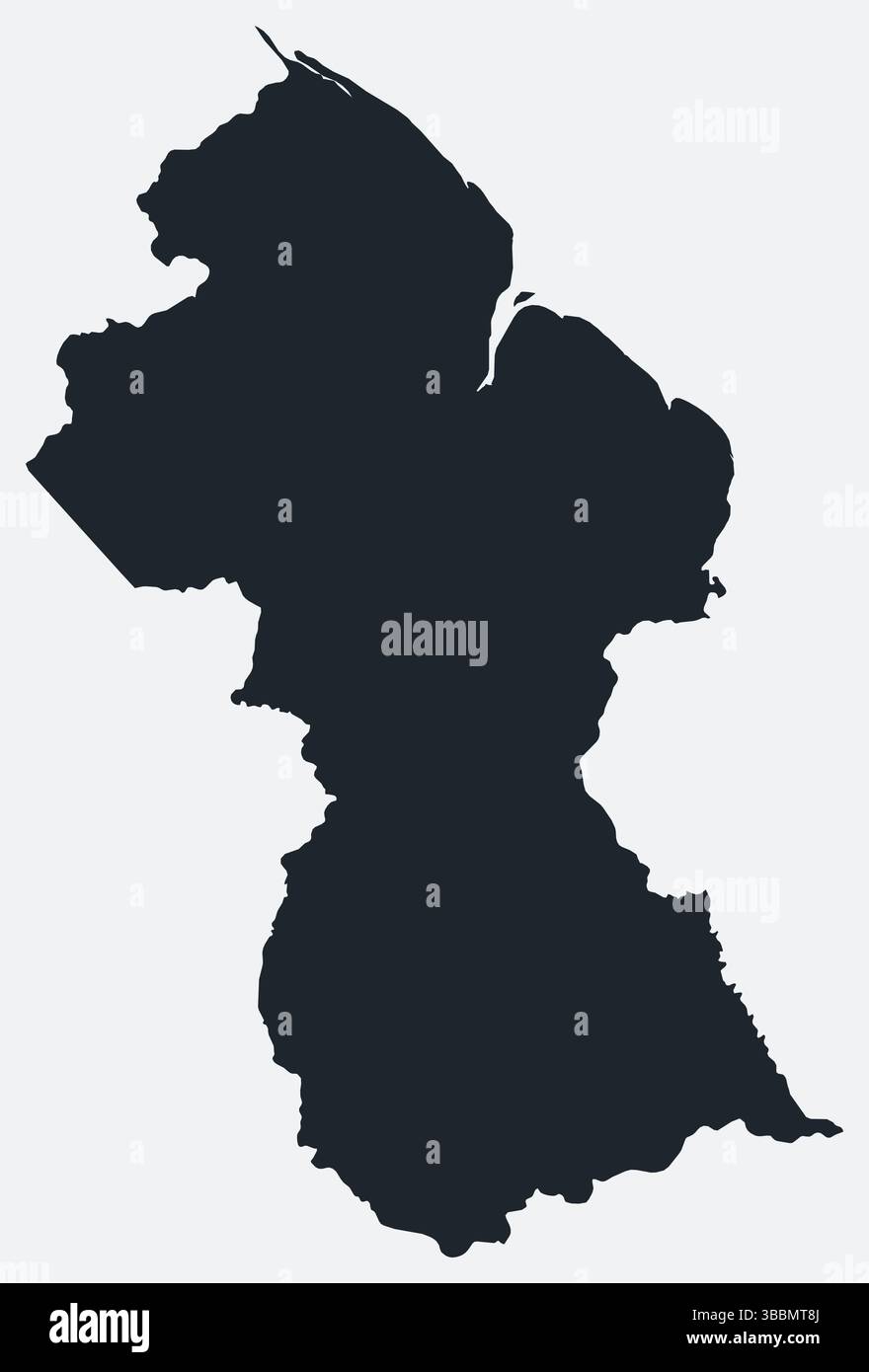 Guyana map. Just a simple border map. Shape of the country. Flat blank Guyana outline. Vector ...