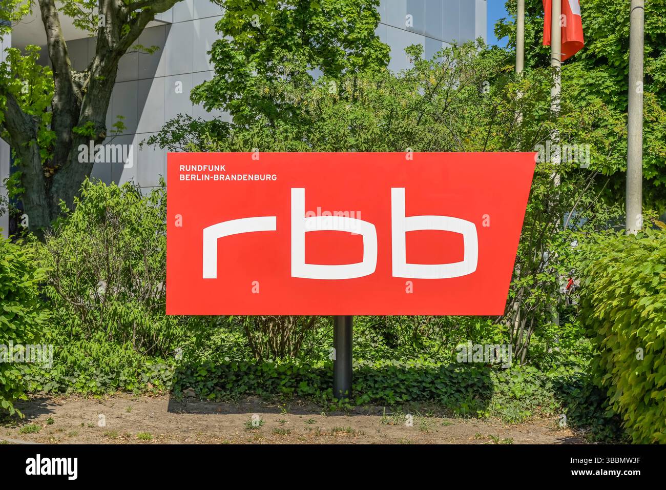 RBB, Logo am Sendezentrum, Rundfunk Berlin Brandenburg, Masurenallee, Charlottenburg, Berlin ...