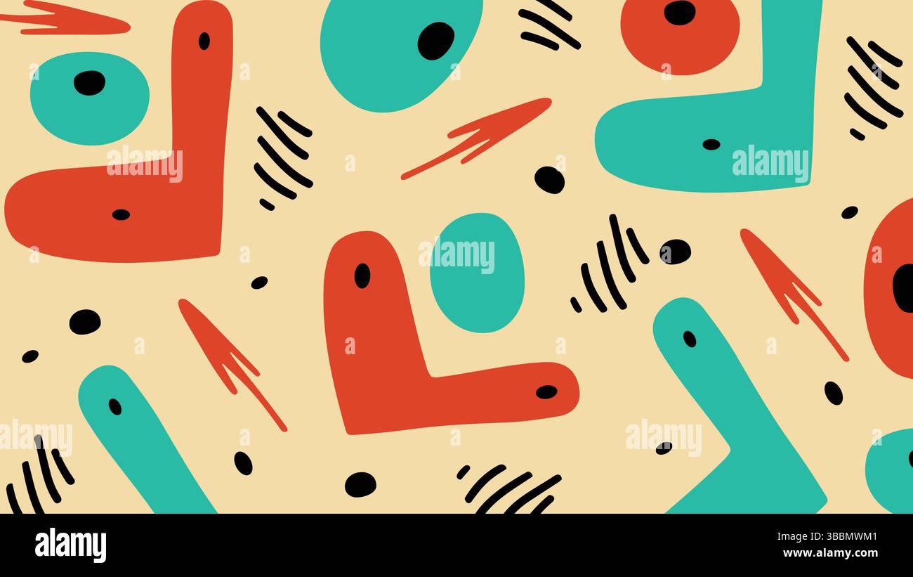 Retro Blob Art with Doodles Background Stock Vector Image & Art - Alamy