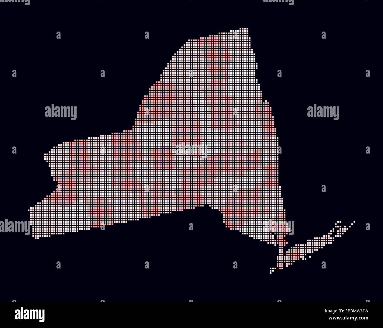 New York dotted map. Digital style map of the state on dark background ...